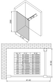 Erga Paris, sprchová zástěna Walk-In 110x200 cm, 8mm sklo námraza, chromový profil, ERG-V02-PARIS-110x200-FR-CR