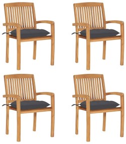 Stohovací zahradní židle s poduškami 4 ks masivní teak 3073255