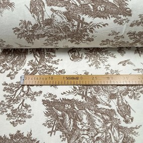 Ervi povlak na polštář FLANELOVÝ - Toile de Jouy Caramel, různé rozměry