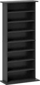 HOMCOM Knihovna s 8 policemi pro 360 CD s moderním designem, CD regál z dřevotřísky, 58x24x124,5 cm, černá | Aosom