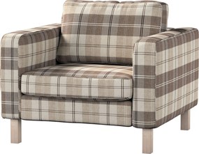 Potah na křeslo IKEA Karlstad, krátký barva béžová látka pletený vzor, vzorované