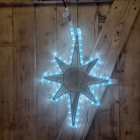 Easy Fix 2D LED světelná hvězda X., 67 × 100 cm, ledově bílá, závěsná, hliník