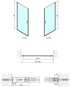Polysan ZOOM LINE sprchové dveře 1000mm, čiré sklo ZL1210