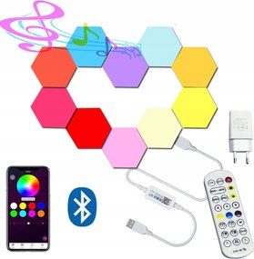 Led Lampa Sada 10 X Panel Hexagon Wifi Smart Tuya Rgb Bílá Inteligentní