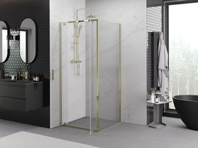 Mexen Exo, výklopná sprchová kabina, dveře 110 cm + boční stěna 110 cm, transparentní sklo, zlatá, 8182-110-110-50-00
