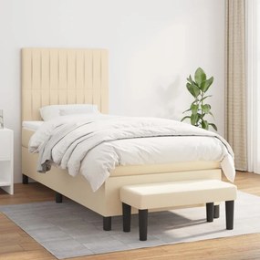 Box spring postel s matrací krémová 90x200 cm textil 3136730