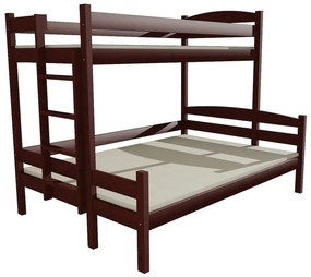 Vomaks Patrová postel s rozšířeným spodním lůžkem PPS 001 90/140 x 200 cm moření ořech vlevo (vyobrazeno)