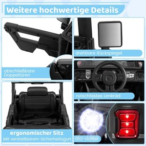 Costway Dětské elektrické auto s 2,4 G dálkovým ovládáním a USB a – černý