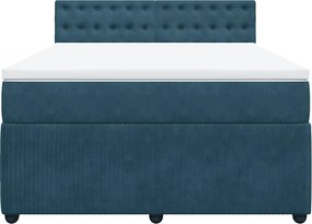 Box spring postel s matrací modrá 140 x 200 cm samet 3287774