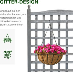 Outsunny Vyvýšená zahradní bedýnka s treláží – Dřevěná treláž s podporou pro popínavé rostliny, 64 x 28 x 120 cm