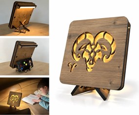 Li-Go Znamení "Beran" lampa 19x19 cm provedení povrchu: jedle