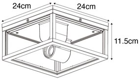 Průmyslové stropní svítidlo rezavě hnědé IP44 2-světlo - Charlois