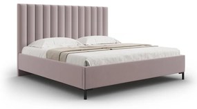 Světle růžová čalouněná dvoulůžková postel s úložným prostorem s roštem 200x200 cm Casey – Mazzini Beds