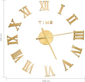 3D nástěnné hodiny moderní design zlaté 100 cm XXL 325160
