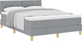 Postel s boxspringem s čelo Světle šedá 140 x 190 cm textil 3338916