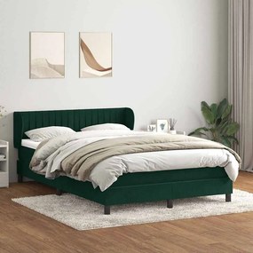 Box spring postel s matrací tmavě zelená 160x220 cm samet 3317742