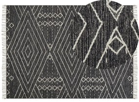 Bavlněný koberec 160 x 230 cm černý/bílý KHENIFRA Beliani