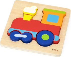 Dřevěné puzzle na podložce Viga 44783 Lokomotiva