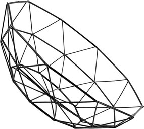 Camerazar Nízký kovový organizér na misku na ovoce s geometrickým vzorem v černé barvě