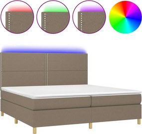 Box spring postel s matrací a LED taupe 200x200 cm textil 3135385