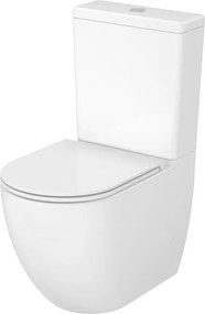 Cersanit Remo Oval, oválné kompaktní wc s WC sedátkem, vířivé splachování, bílá lesklá, K3030-001