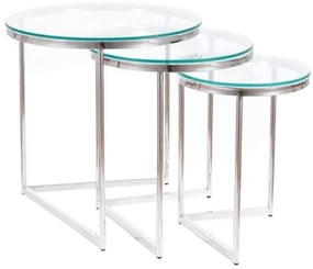 Casarredo - Komfort nábytek Kulatý konferenční stolek TRINITY set 3 kusů,  stříbrná/sklo