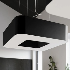Závěsné svítidlo Urano, 1x černé textilní stínítko, (bílý plast), (80 cm)