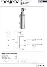 Bemeta Design OMEGA: Dávkovač mýdla, 150 ml -