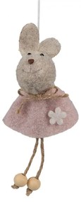 Růžový plstěný závěsný velikonoční králíček Magiccal - 6*3*13 cm