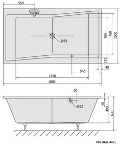 Polysan QUEST obdélníková vana 180x100x49cm, černá mat 78511.21