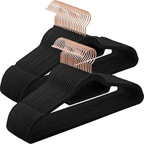 Sametové háčky, 50dílná sada na oblečení, rose gold a černá