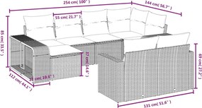 10dílná zahradní sedací souprava s poduškami černá polyratan 3261285