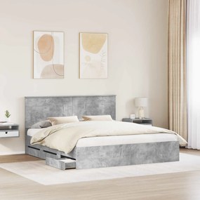 Rám postele s čelo Betonově šedá 180 x 200 cm Inženýrské dřevo 3409436
