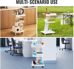 Vozík na vozíky pro zubní laboratoře Mobilní pojízdný servírovací vozík 3 vrstvy