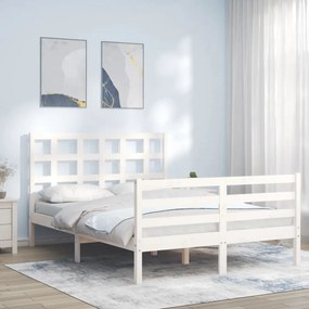 Rám postele s čelem bílý Small Double masivní dřevo,  3193957