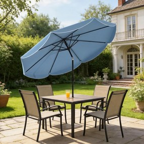 Outsunny Kulatý slunečník Balkonový slunečník Plážový slunečník s trojitým naklápěním Klika 8 vzpěr Ø265 x 235H cm Nebesky modrý