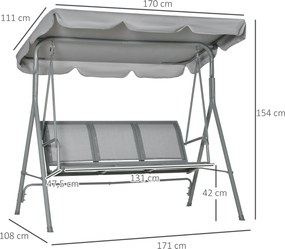 Outsunny Hollywoodská houpačka s nastavitelným slunečníkem, 3-místná zahradní houpačka s protiskluzovými nohami, nosnost až 240 kg, lenošky do zahrad…