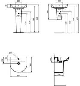 Ideal Standard Connect Air Umyvadlo Arc, 50x45 cm, Ideal Plus bílá E0699MA