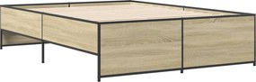 Rám postele dub sonoma 120 x 190 cm kompozitní dřevo a kov 3279908