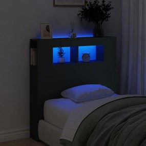 Čelo postele s LED černé 100 x 18,5 x 103,5 cm kompozitní dřevo