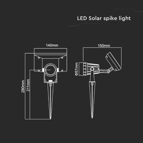 LED Solární svítidlo SPIKE LED/2W/5,5V IP65 4000K 1200 mAh