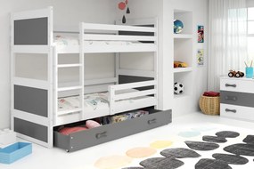 BMS Group Dětská patrová postel s úložným prostorem RICO bílá Velikost postele: 200x90 cm, Barva šuplíku: Bílá