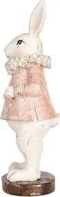 Dekorace antik králík v růžových šatech se srdíčky - 11*10*29 cm
