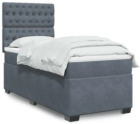 Box spring postel s matrací tmavě šedá 90x190 cm samet 3293093