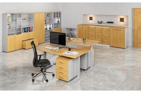 Kancelářský regál PRIMO GRAY, 740 x 800 x 420 mm, šedá/buk