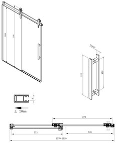 GELCO Volcano Black sprchové dveře dvoudílné posuvné 1600 mm, GV1416