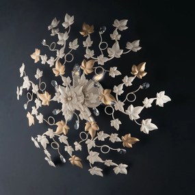 Light for home - Stropní lustr BL50-PL6-AV Edera, 6 X 40 Watt Max, slonová kost, zlatá, 6 X 40 W, E14, Slonová kost, zlatá