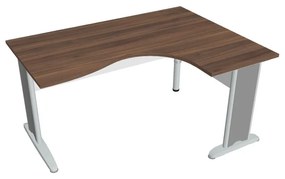 Stůl ergo vlna levý 160×120/80 cm - Hobis Cross CE 2005 L Dekor stolové desky: ořech, Dekor lamino podnože: bílá, Barva nohou: Stříbrná