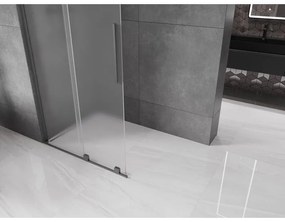 Mexen Velar L, posuvná sprchová zástěna Walk-in 100 x 200 cm, 8mm sklo námraza, grafit broušený, 871-100-003-33-66