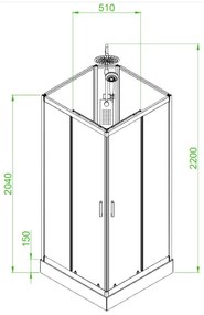 BPS-koupelny Hydromasážní box HYD-LI100, 100x100 cm, černá/transparent